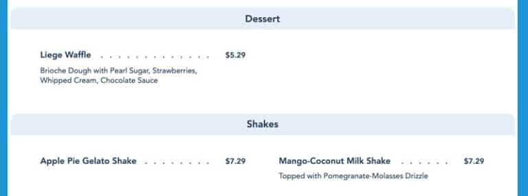 Menu for Connections Cafe & Eatery at Epcot - Disney Tourist Blog